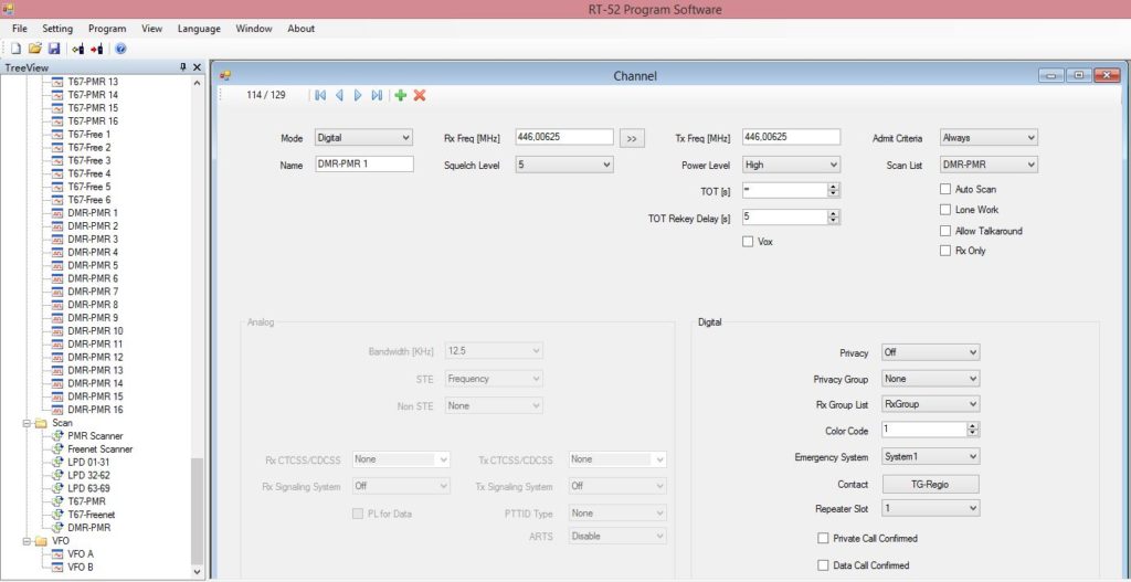 Retevis RT52 PMR, Freenet, LPD und DMR-PMR Codeplug | DL3FTZ